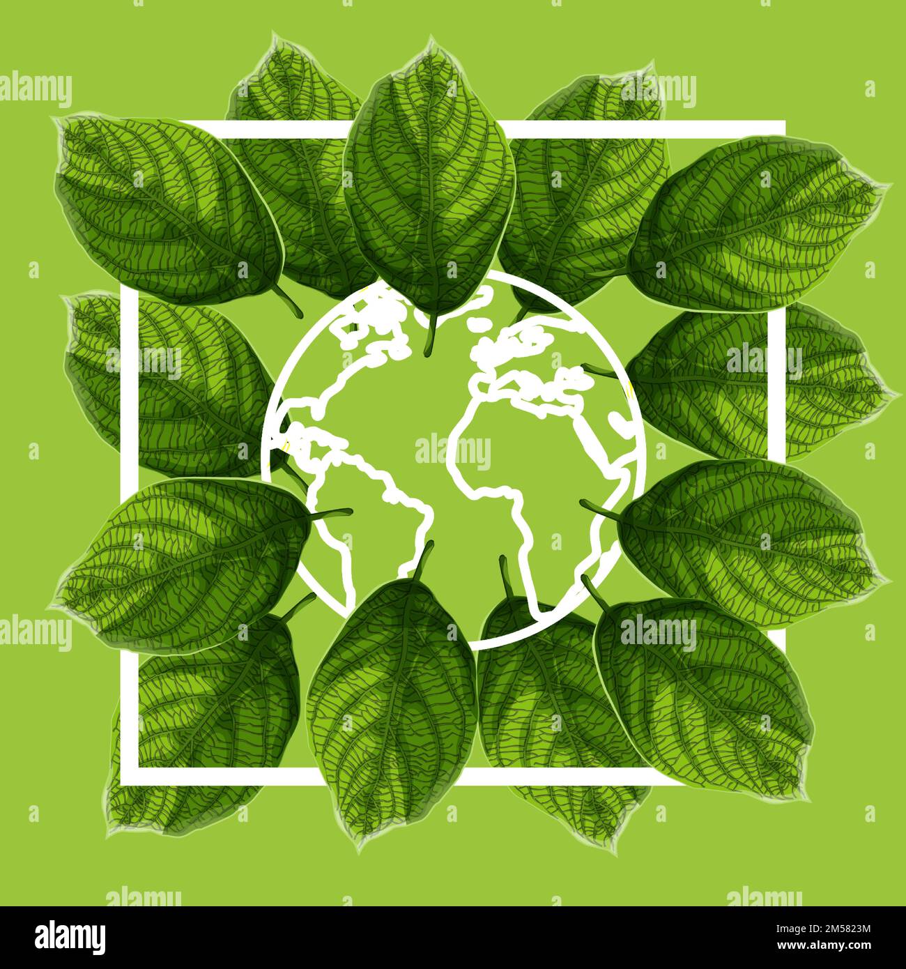 World Environment Day poster template with green textured leaves, white ...