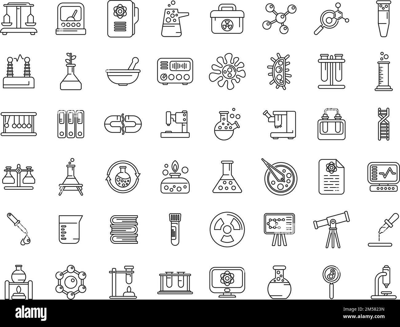 Laboratory research icons set outline vector. Science dna. Medicine ...