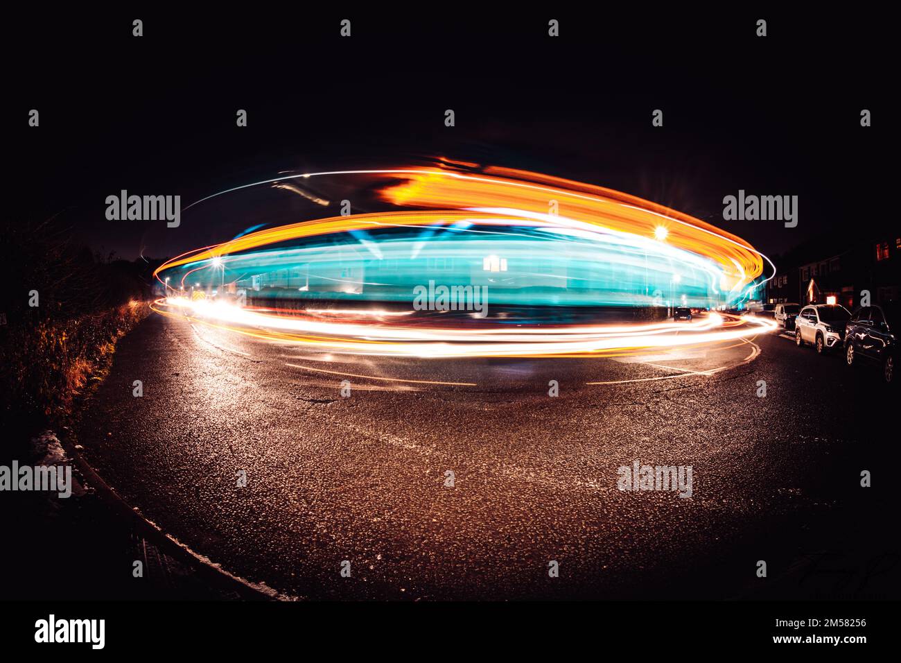 Slow shutter speed of a vehicle with a fisheye lens Stock Photo - Alamy