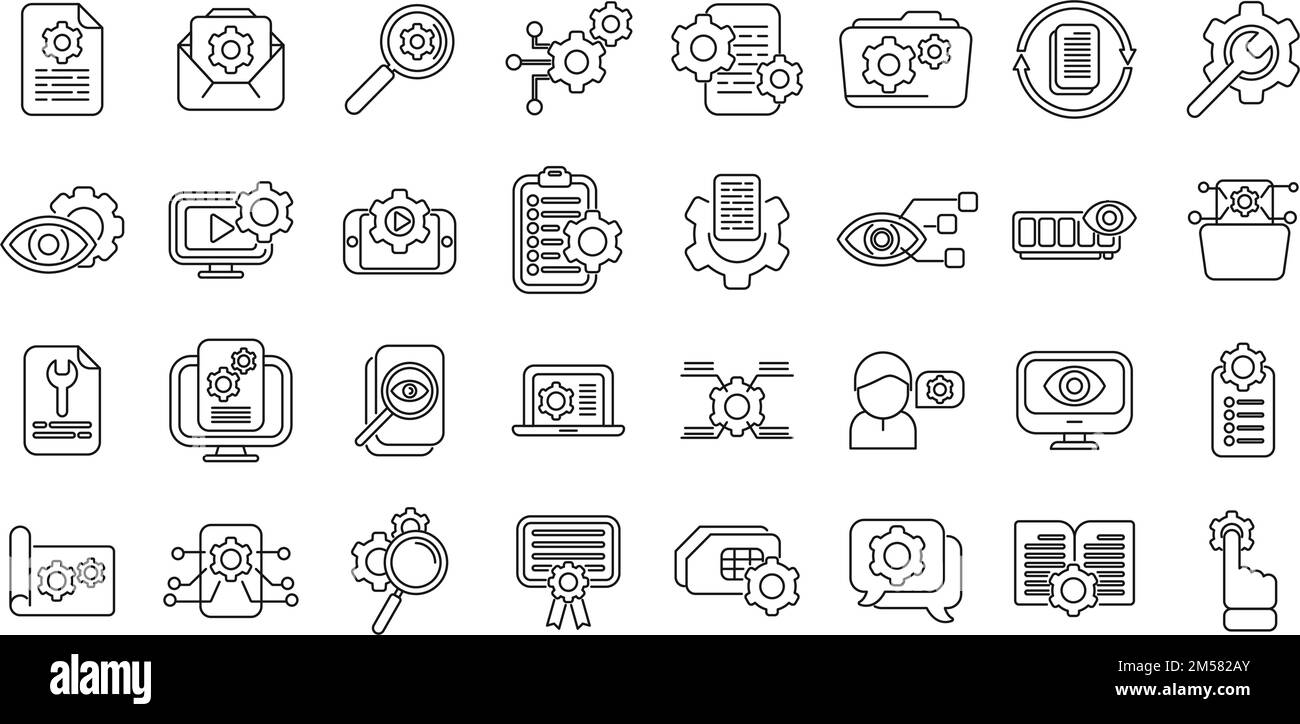 Technical overview icons set outline vector. Phone specification. Camera memory Stock Vector ...