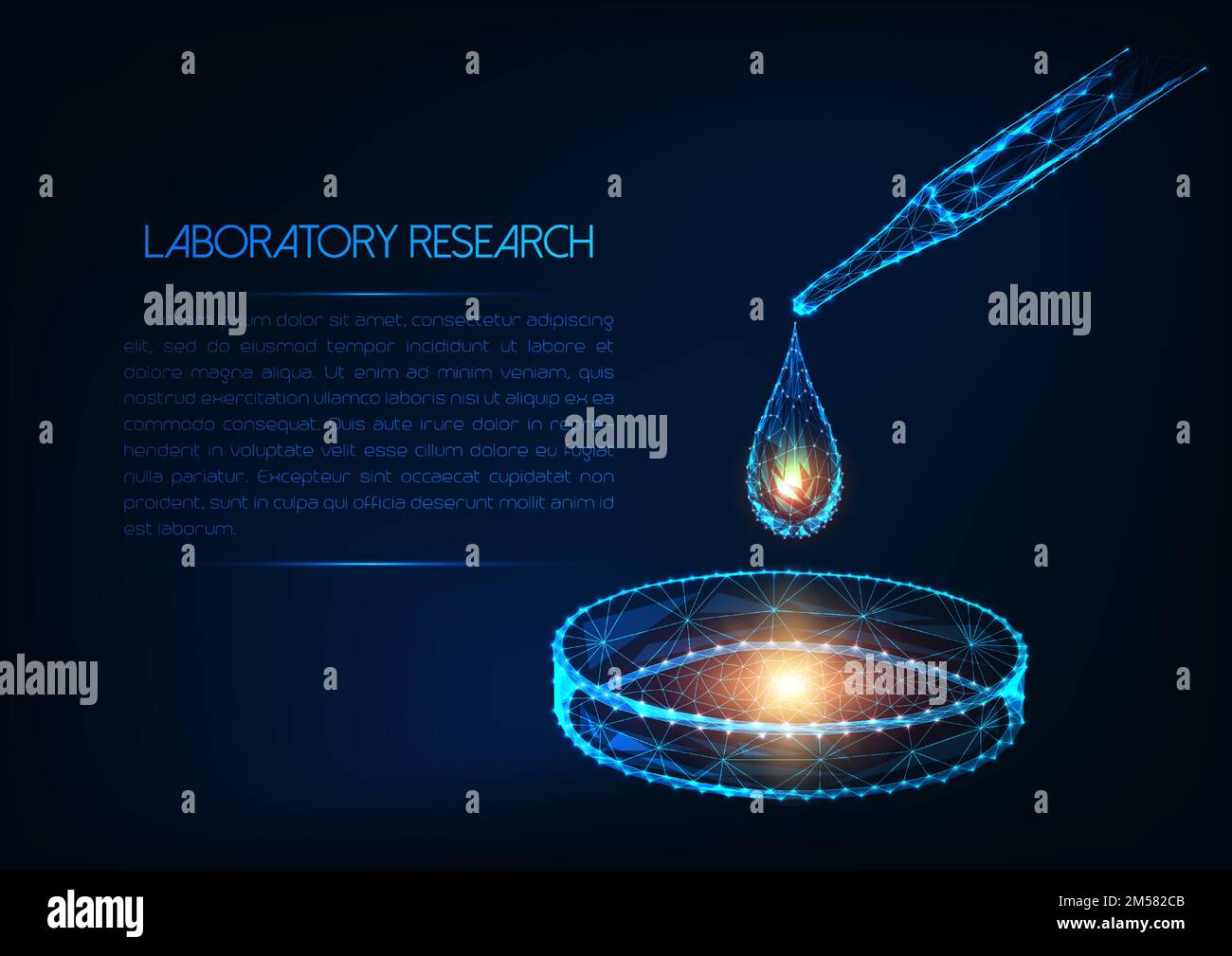 Futuristic laboratory research concept with glowing low polygonal ...