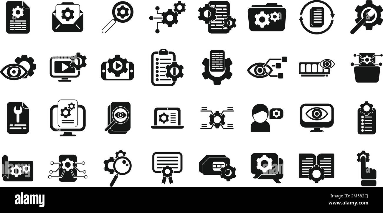 Technical overview icons set simple vector. Phone specification. Camera memory Stock Vector ...