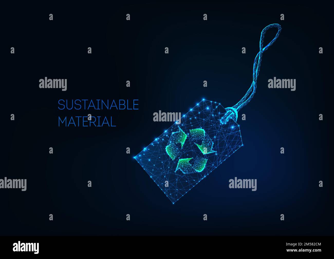 Futuristic low poly retail price tag with green recycle sign and text ...