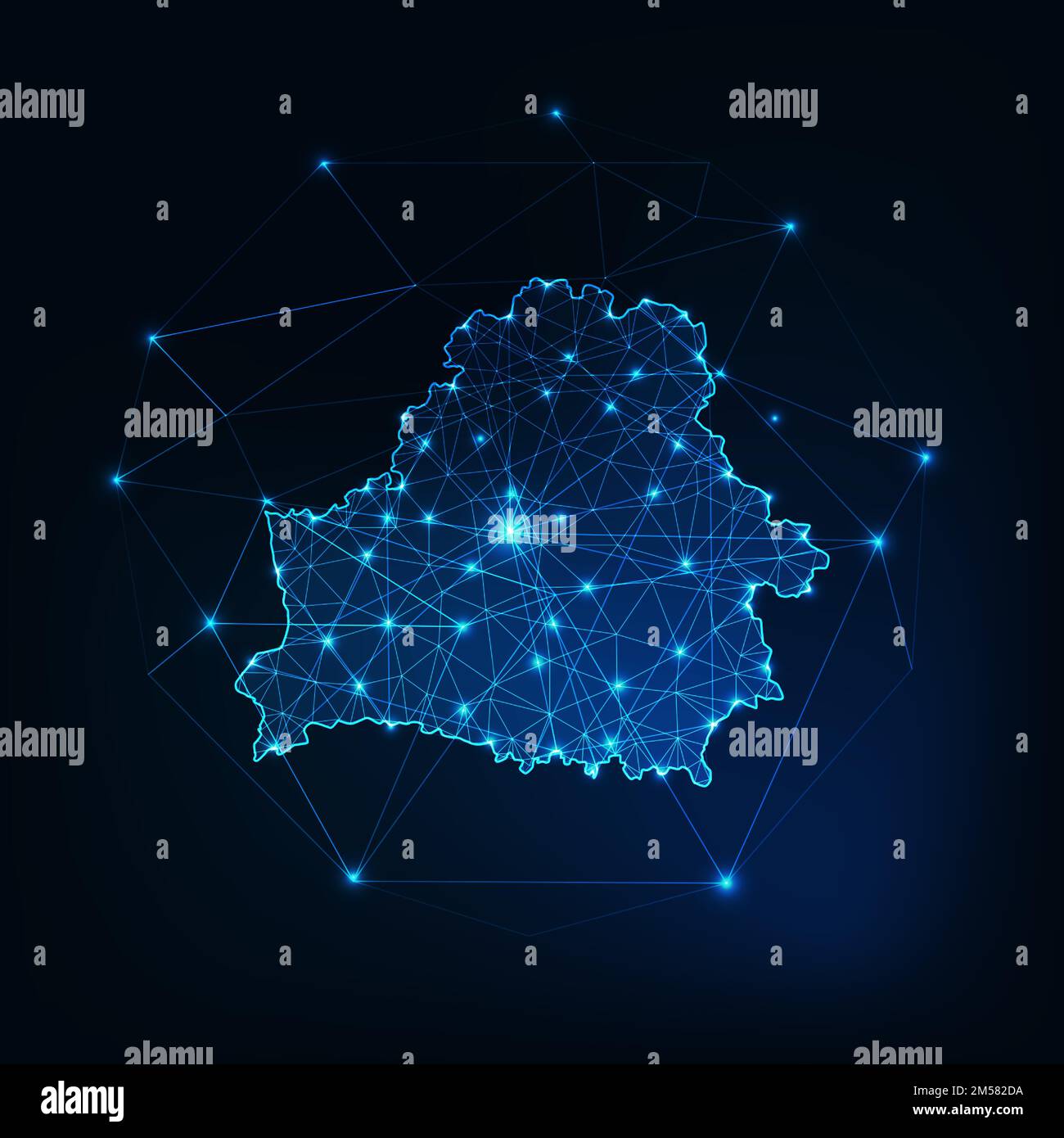 Belarus glowing network map outline. Communication, connection concept ...