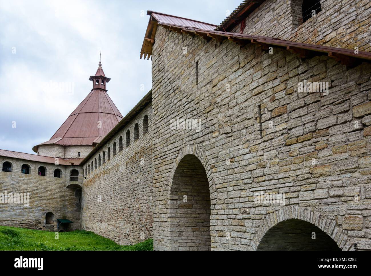 Historical Oreshek fortress is an ancient Russian fortress. View of the ...