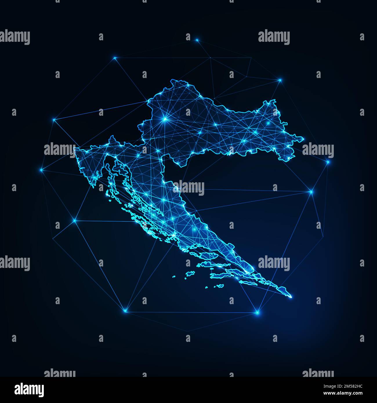 Croatia map outline with stars and lines abstract framework ...