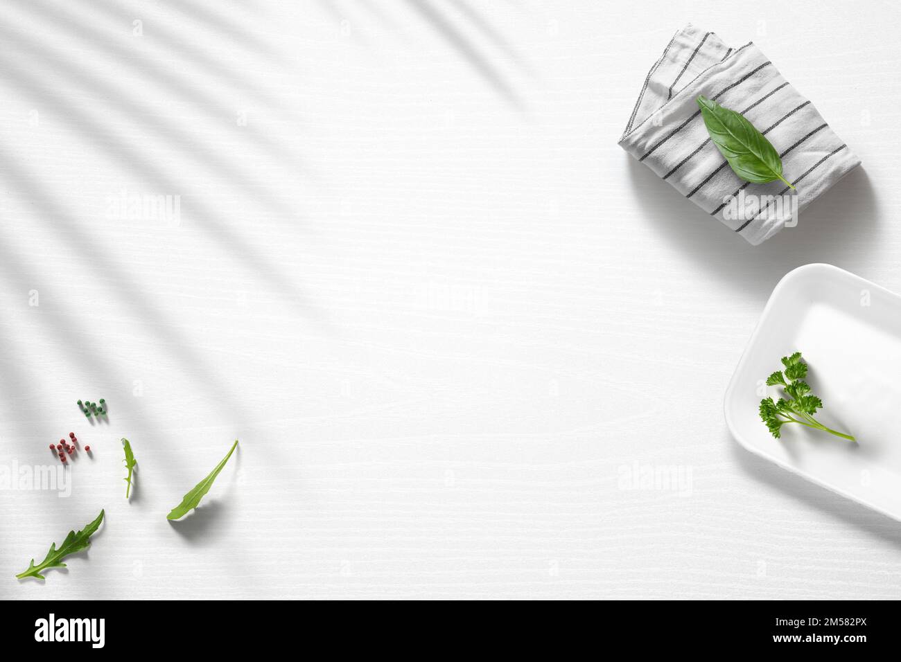 Flat lay of a kitchen with various food items from above Stock Photo ...