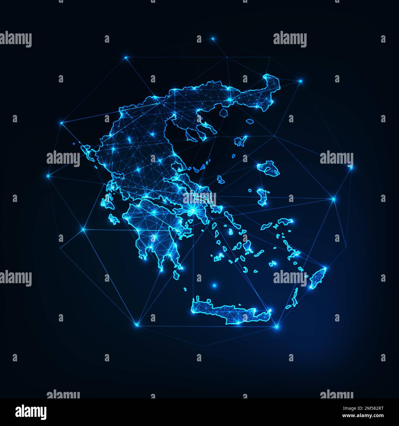 Greece map outline with stars and lines abstract framework ...