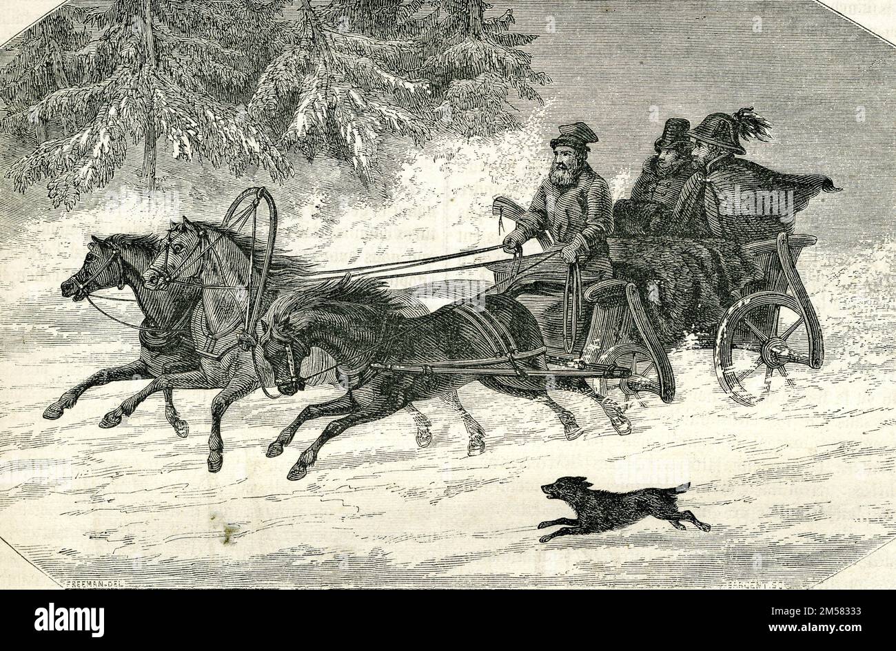Russian carriage "Telega" ("Teleka"). Illustration from 1854 Stock ...