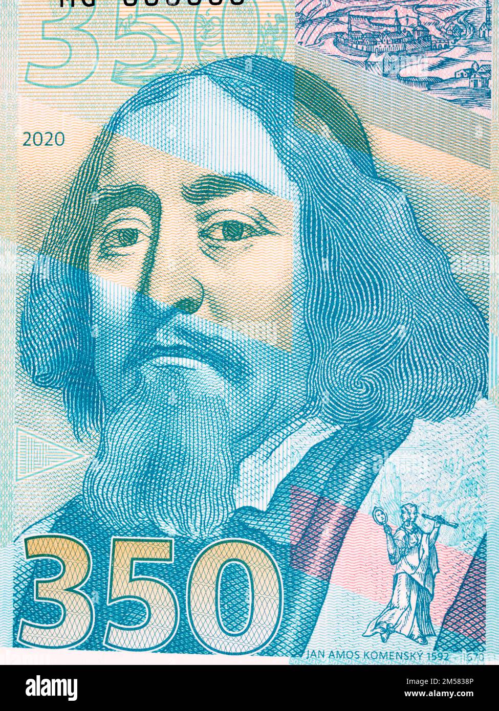 John Amos Comenius a closeup portrait from money Stock Photo - Alamy