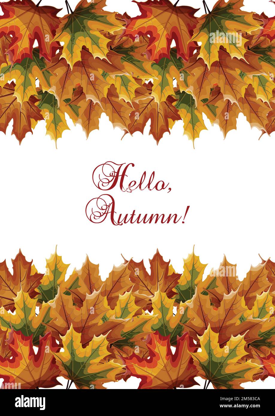 Beautiful bright a4 poster template with colorful maple leaves border ...