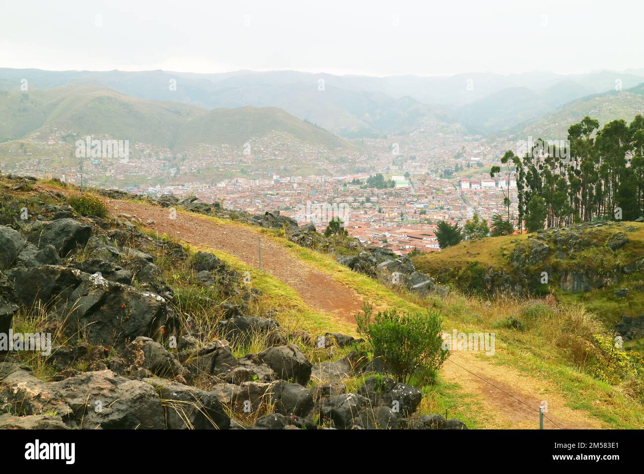 Aerial View of the Cuzco Old City as Seen from Q'Enqo Ritual Cave ...