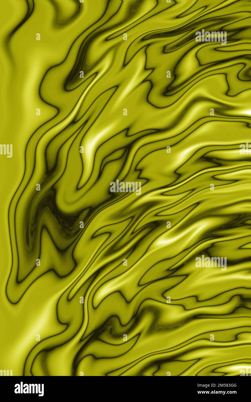 Illustration of gradient bright olive green flowing 3D liquid texture ...