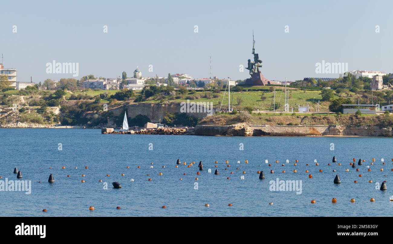 Sevastopol bay view. Panoramic cityscape photo taken on a summer sunny ...