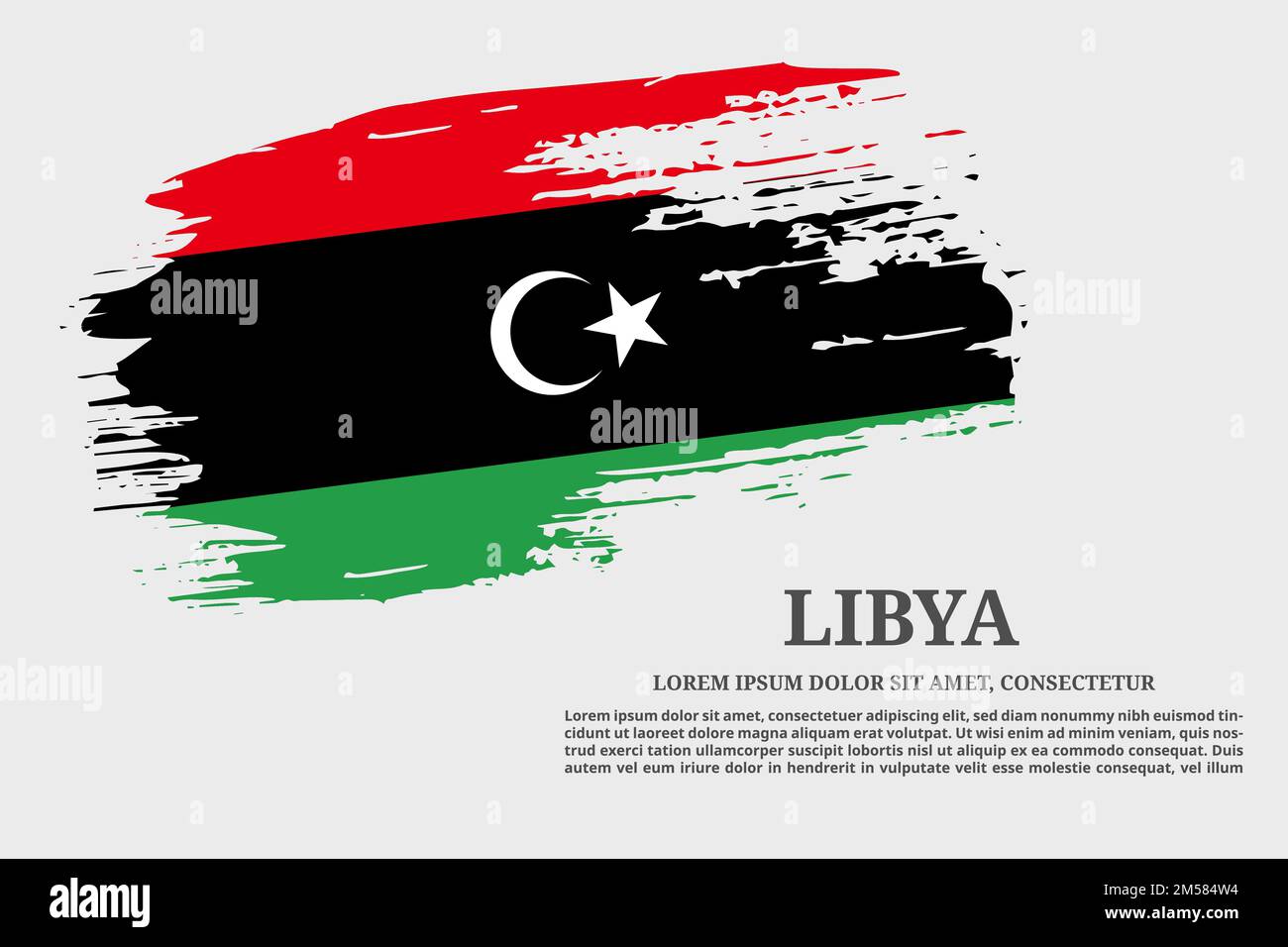 Libya flag grunge brush and text poster, vector Stock Vector Image ...
