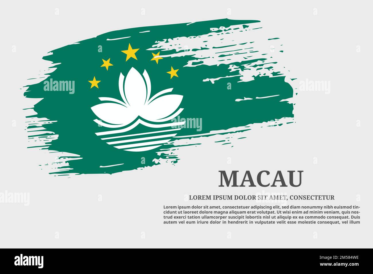 Macau flag grunge brush and text poster, vector Stock Vector Image ...