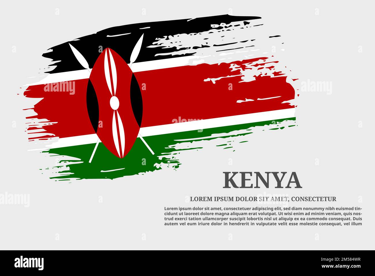Kenya flag grunge brush and text poster, vector Stock Vector Image ...