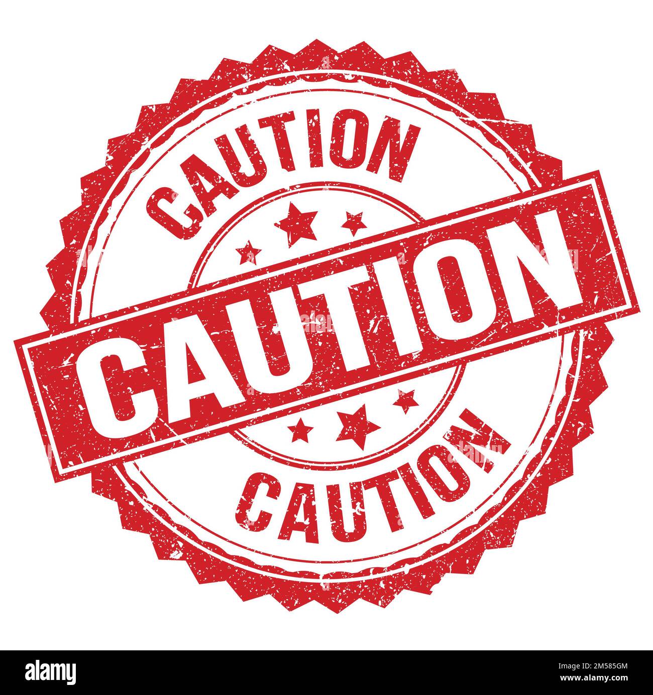 CAUTION text written on red round stamp sign Stock Photo - Alamy