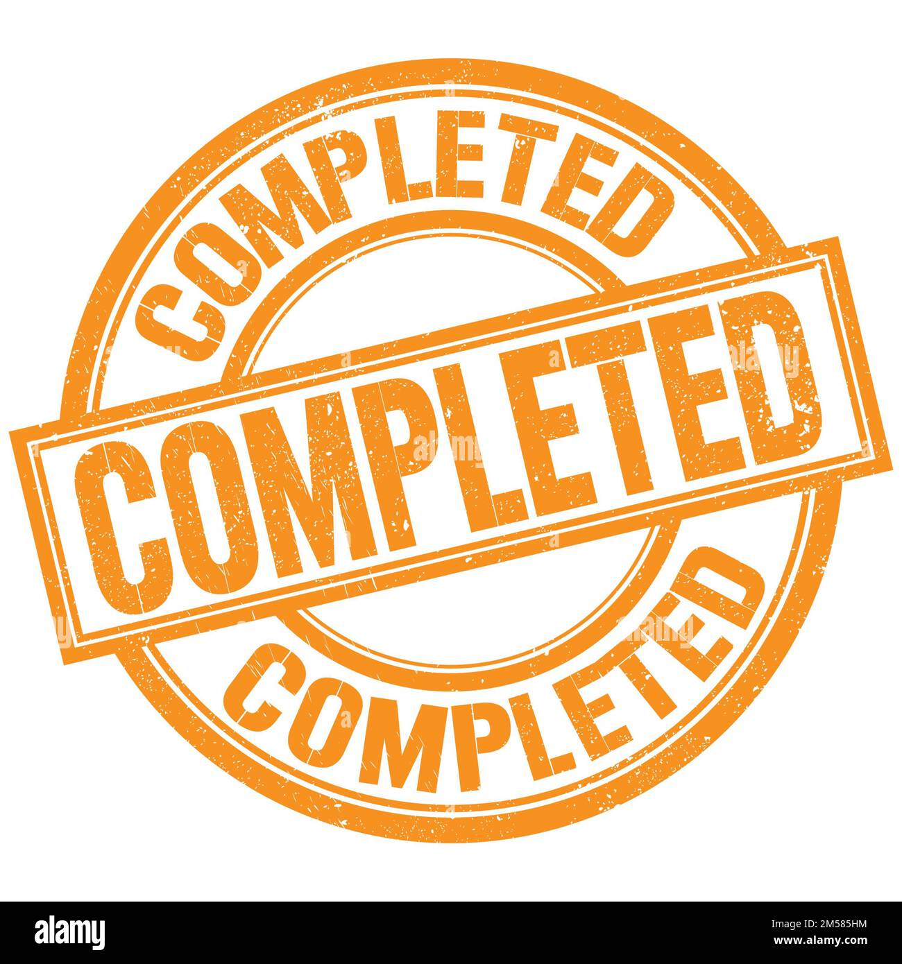 COMPLETED text written word on orange round stamp sign Stock Photo - Alamy