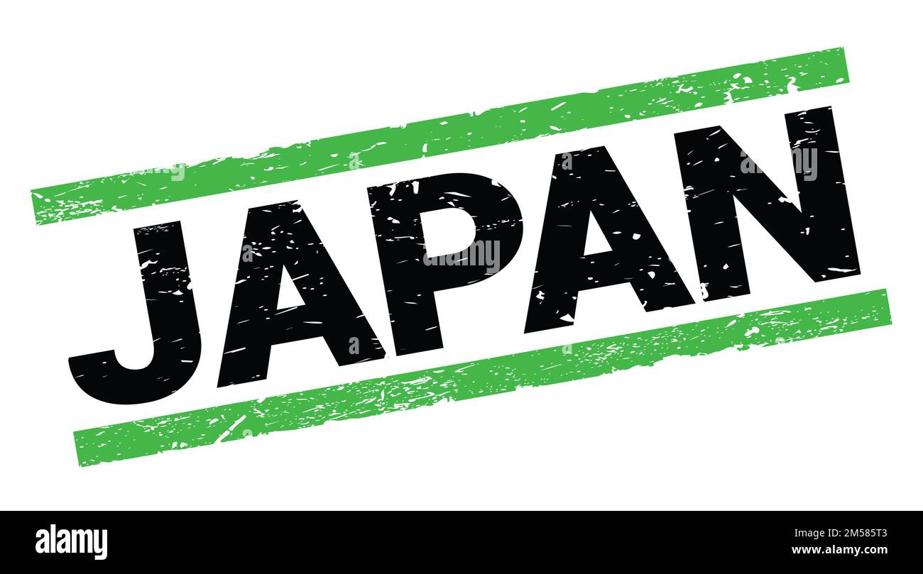 JAPAN text written on green rectangle stamp sign Stock Photo - Alamy