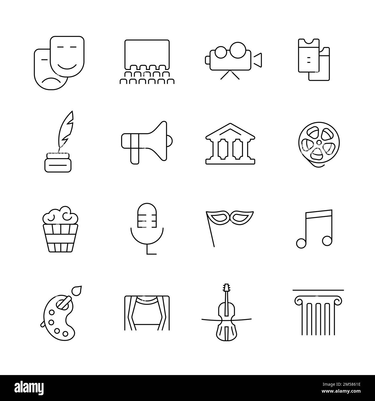 Set of Cinema and Theatre Related Line icons Stock Vector Image & Art ...