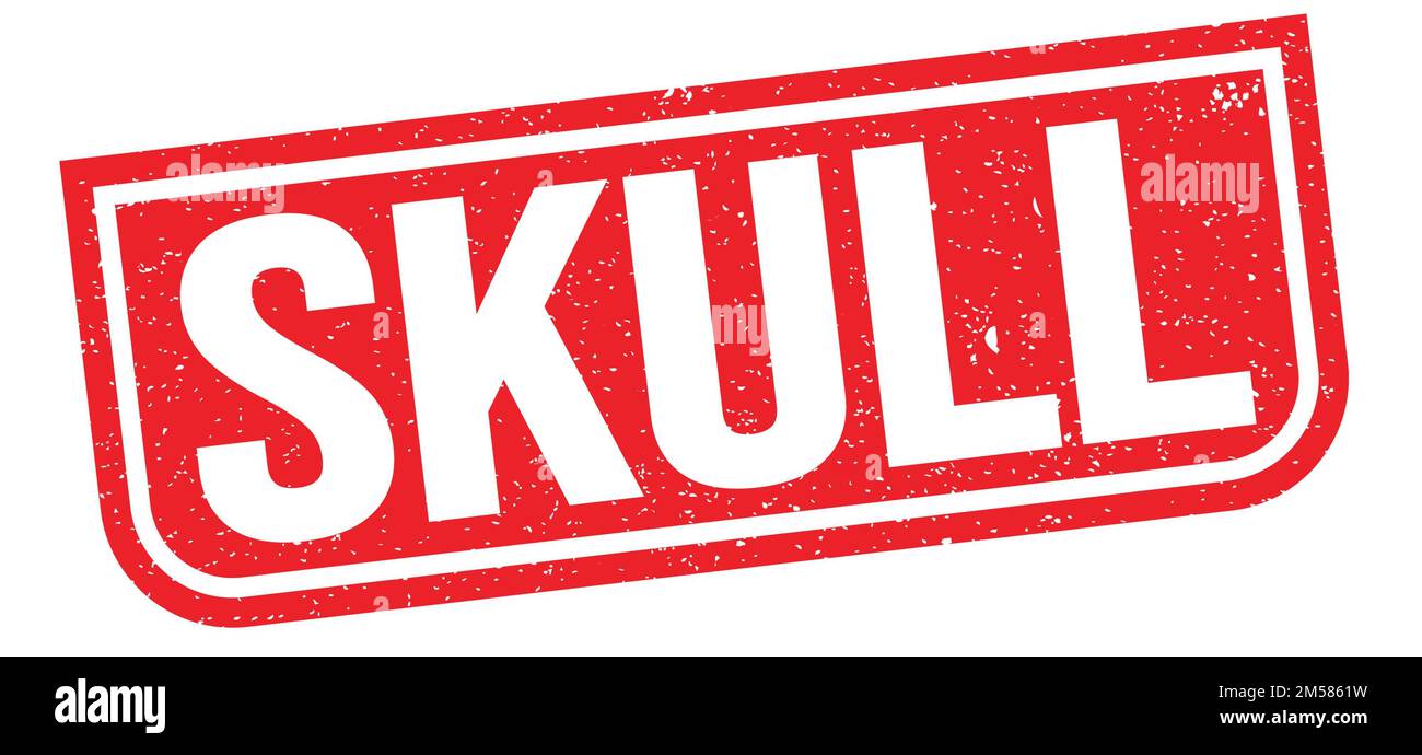 SKULL text written on red grungy stamp sign Stock Photo - Alamy