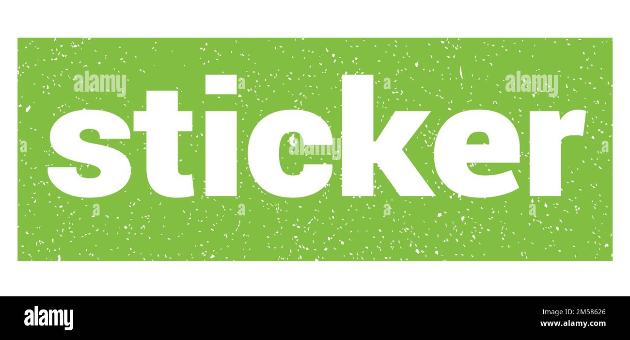 sticker text written on green grungy stamp sign Stock Photo - Alamy
