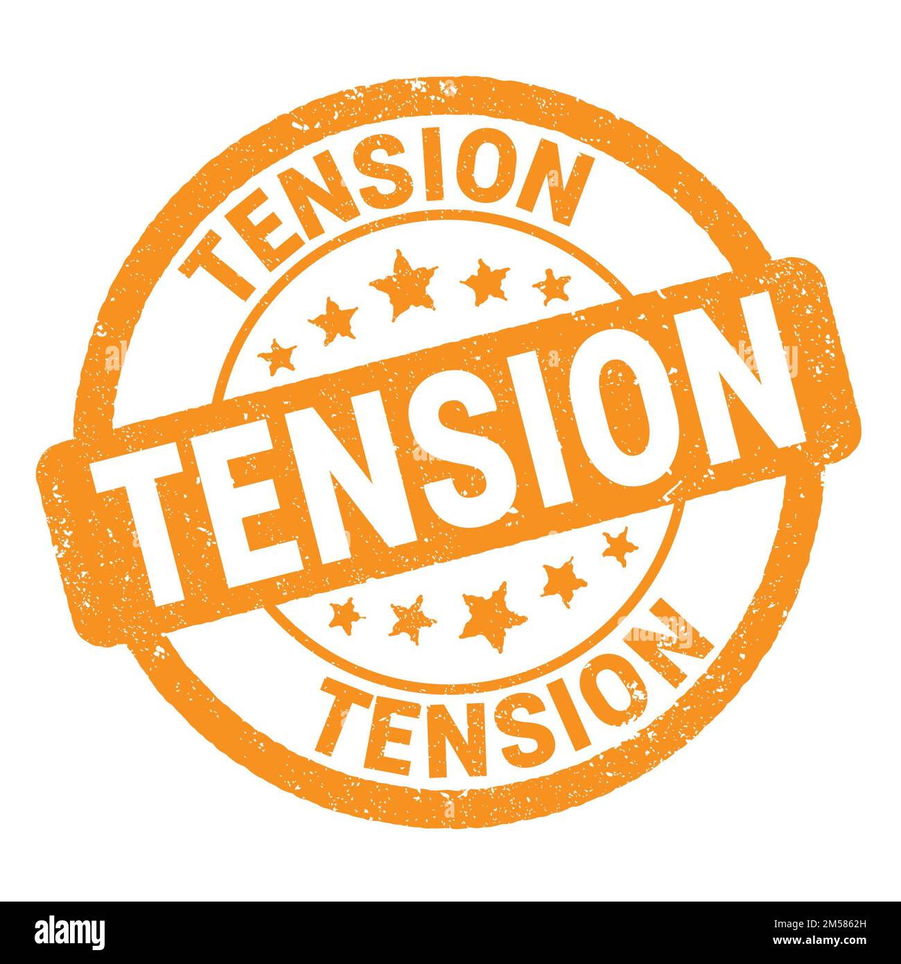 TENSION text written on orange grungy stamp sign Stock Photo - Alamy