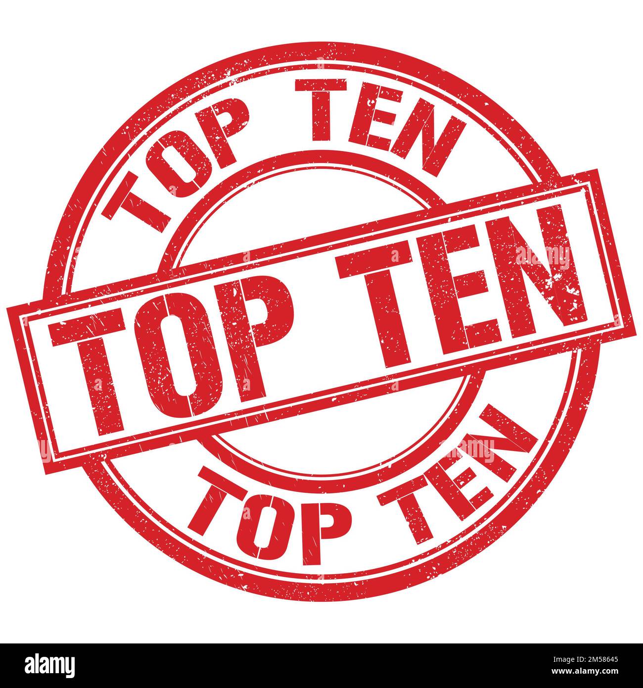 TOP TEN text written word on red round stamp sign Stock Photo - Alamy