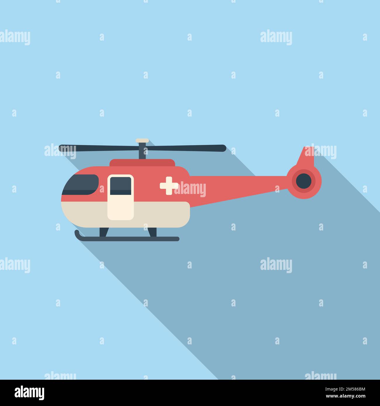 Medical rescue helicopter icon flat vector. Air transport. Aerial guard ...