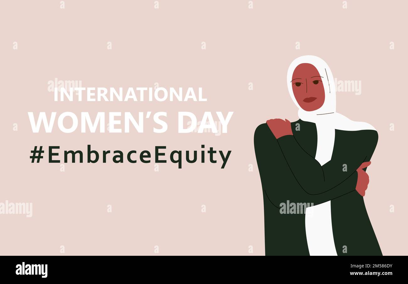 International Womens Day. IWD. 8 march. Campaign 2023 theme Hashtag EmraceEquity. Embrace Equity ...