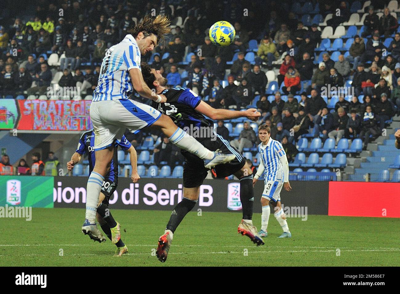Head shot by Marco Varnier (Spal) during the Italian soccer Serie B ...