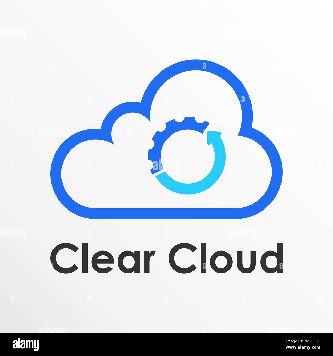 Simple and unique cloud with gear and recycle image graphic icon logo ...