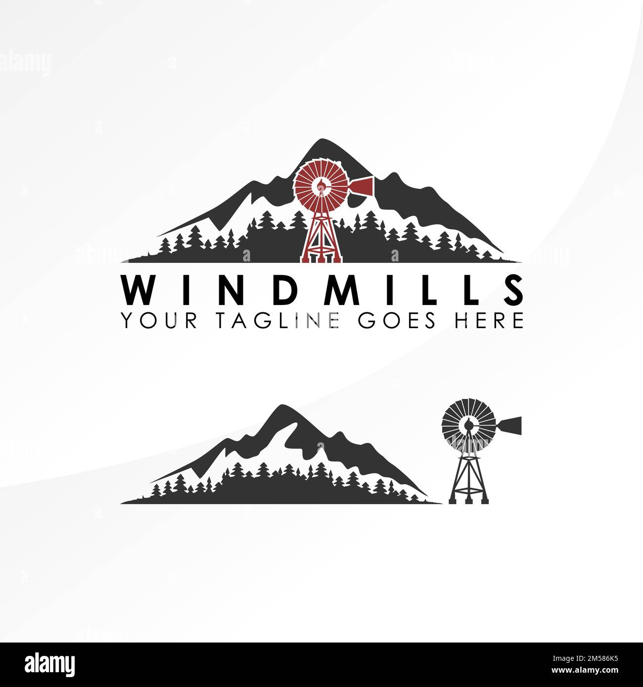 Simple and unique mountain and windmill image graphic icon logo design abstract concept vector ...