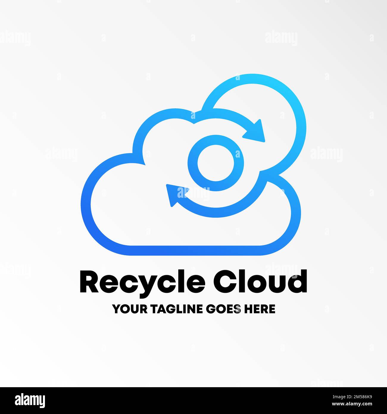 Simple and unique cloud with gear and recycle image graphic icon logo ...