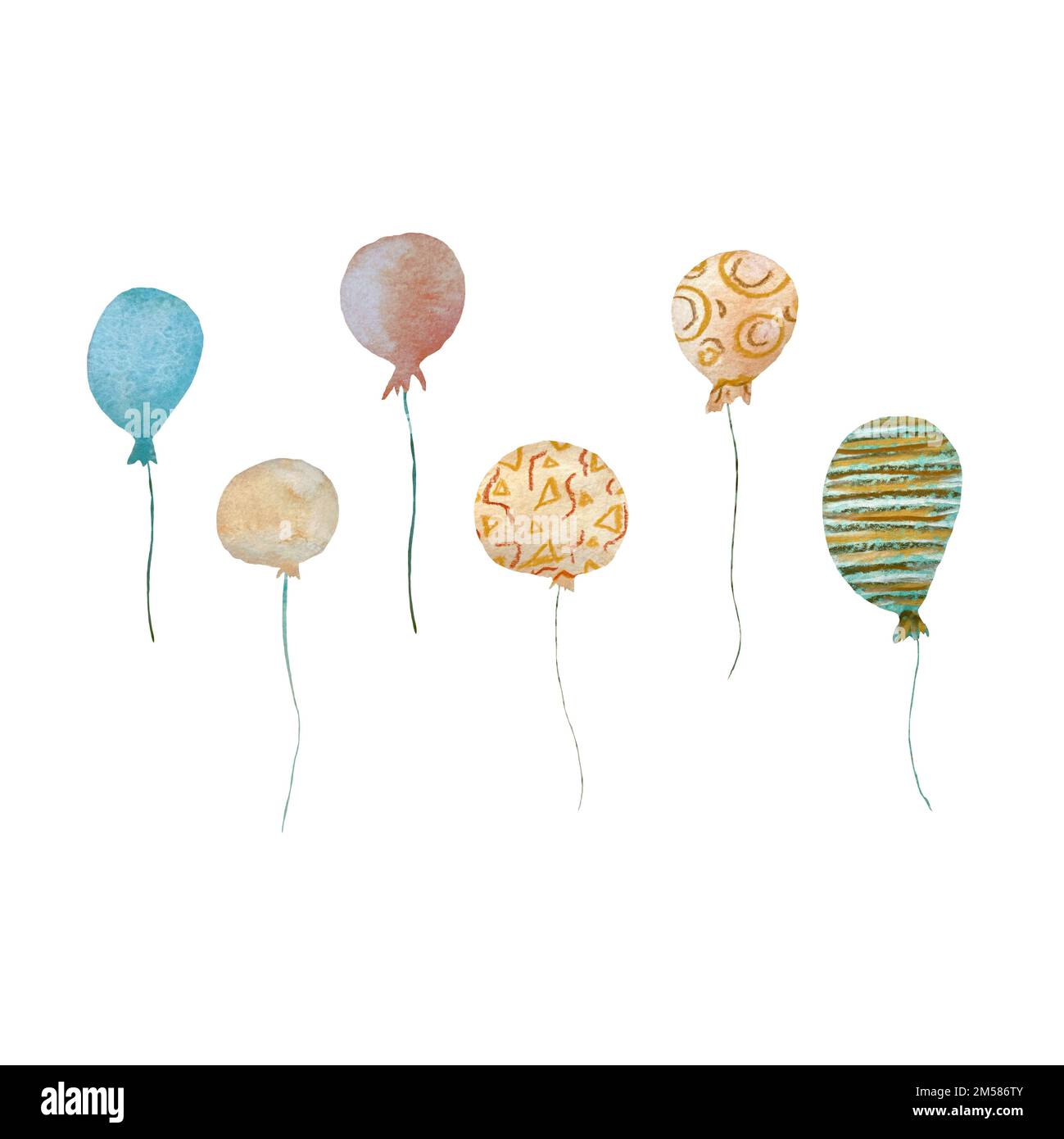 Balloon colorful texture birthday set a watercolor Stock Photo - Alamy