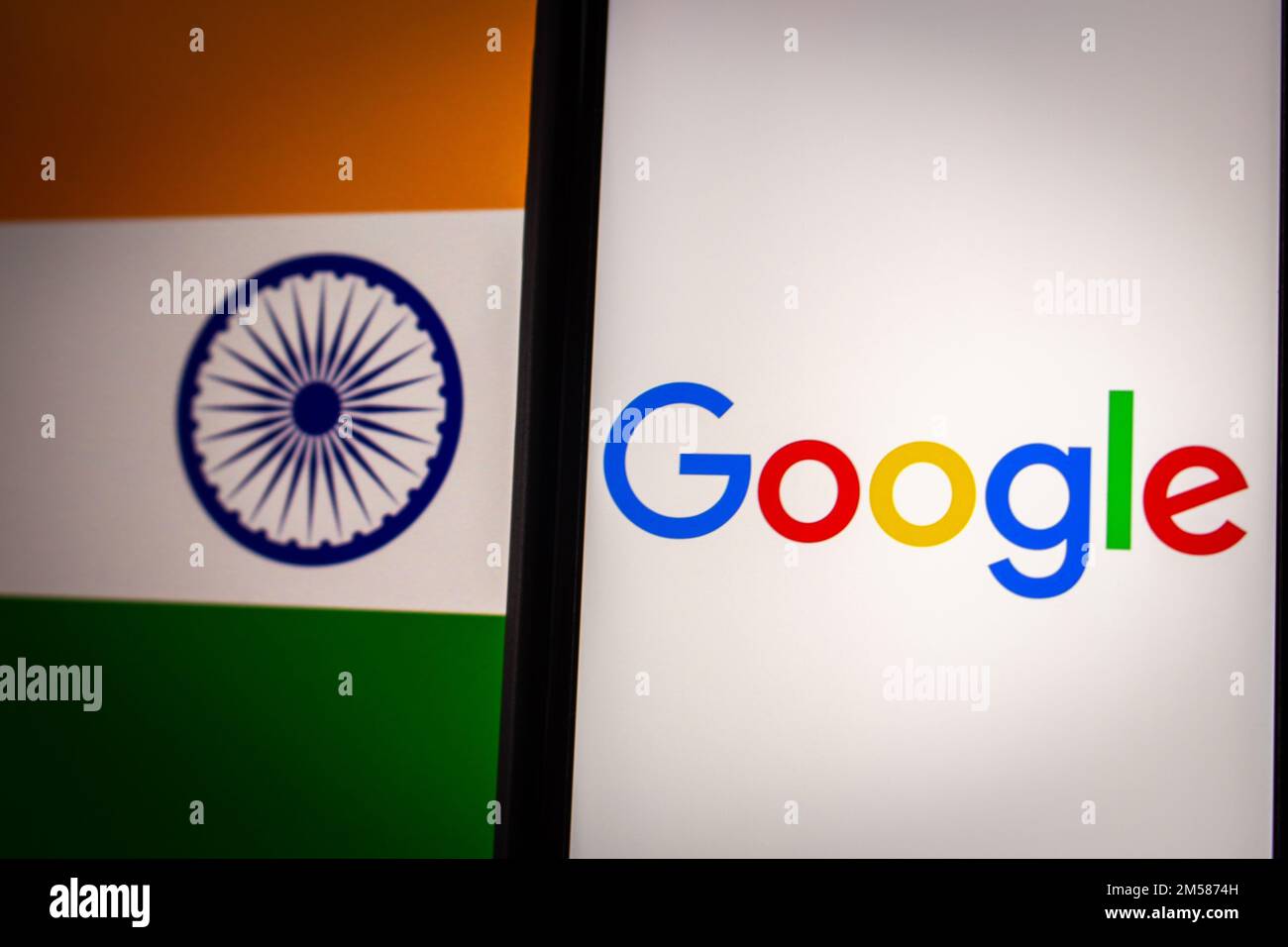 Vancouver, CANADA - Dec 19 2022 : Google logo seen in an iPhone screen ...