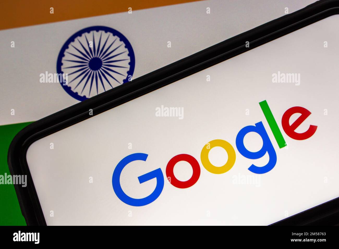 Vancouver, CANADA - Dec 19 2022 : Google logo seen in an iPhone screen ...