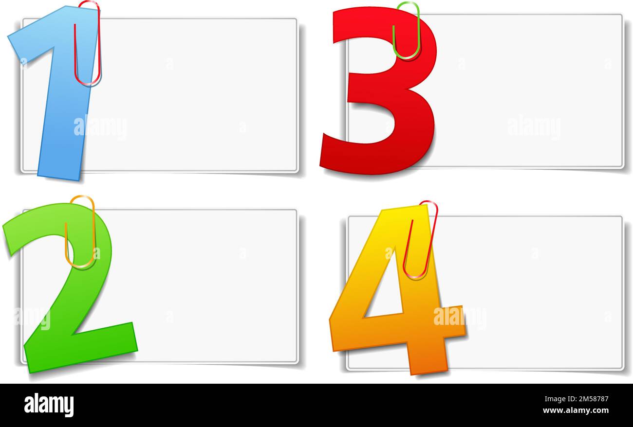 Blank paper cards with numbers, vector eps10 illustration Stock Vector ...