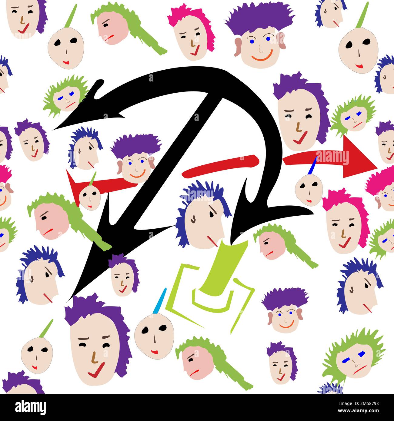 Seamless faces and anchor sign pattern; vector illustration Stock ...