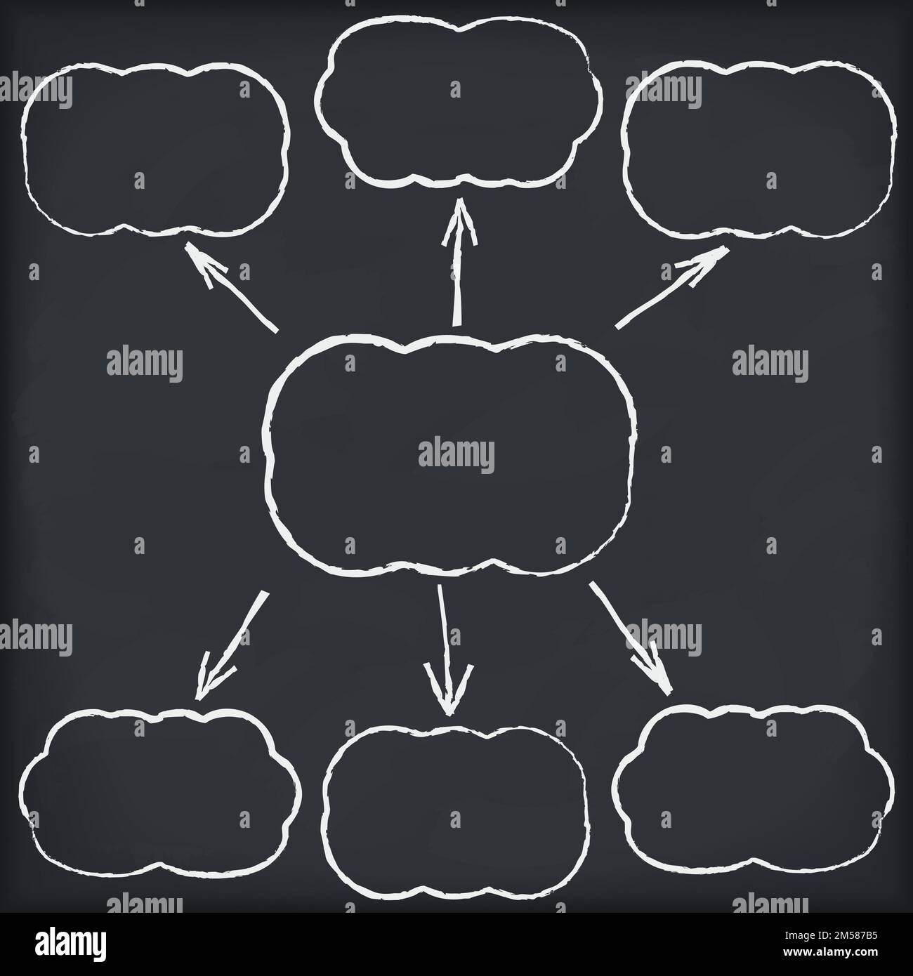 Blank diagram with clouds on blackboard, vector eps10 illustration ...