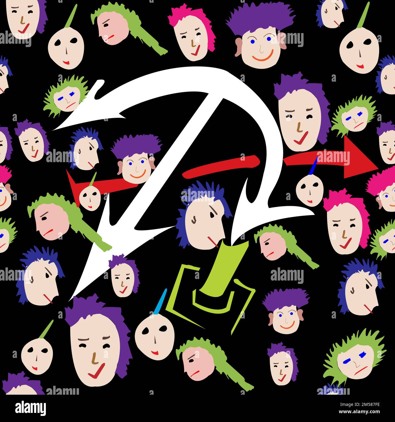 Seamless faces and anchor sign pattern; vector illustration Stock ...