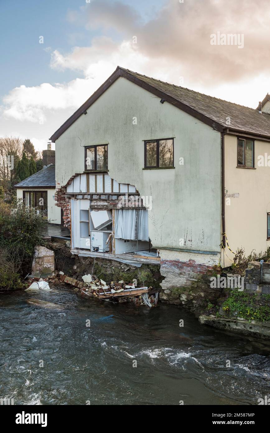 Presteigne, Powys, Wales, UK. An old house has had its foundations ...