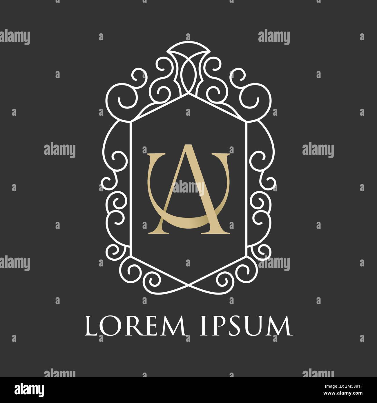 unique Elegant motif or art with letter AC or CA serif font graphic ...