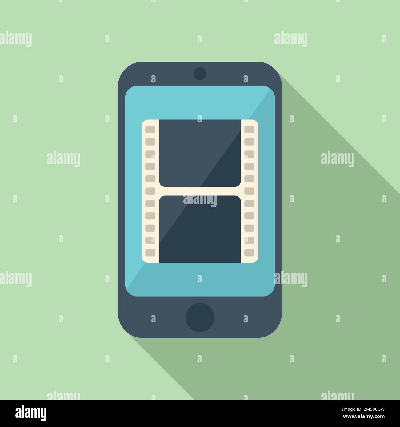 Smartphone video edit icon flat vector. Smart screen. Money send Stock ...