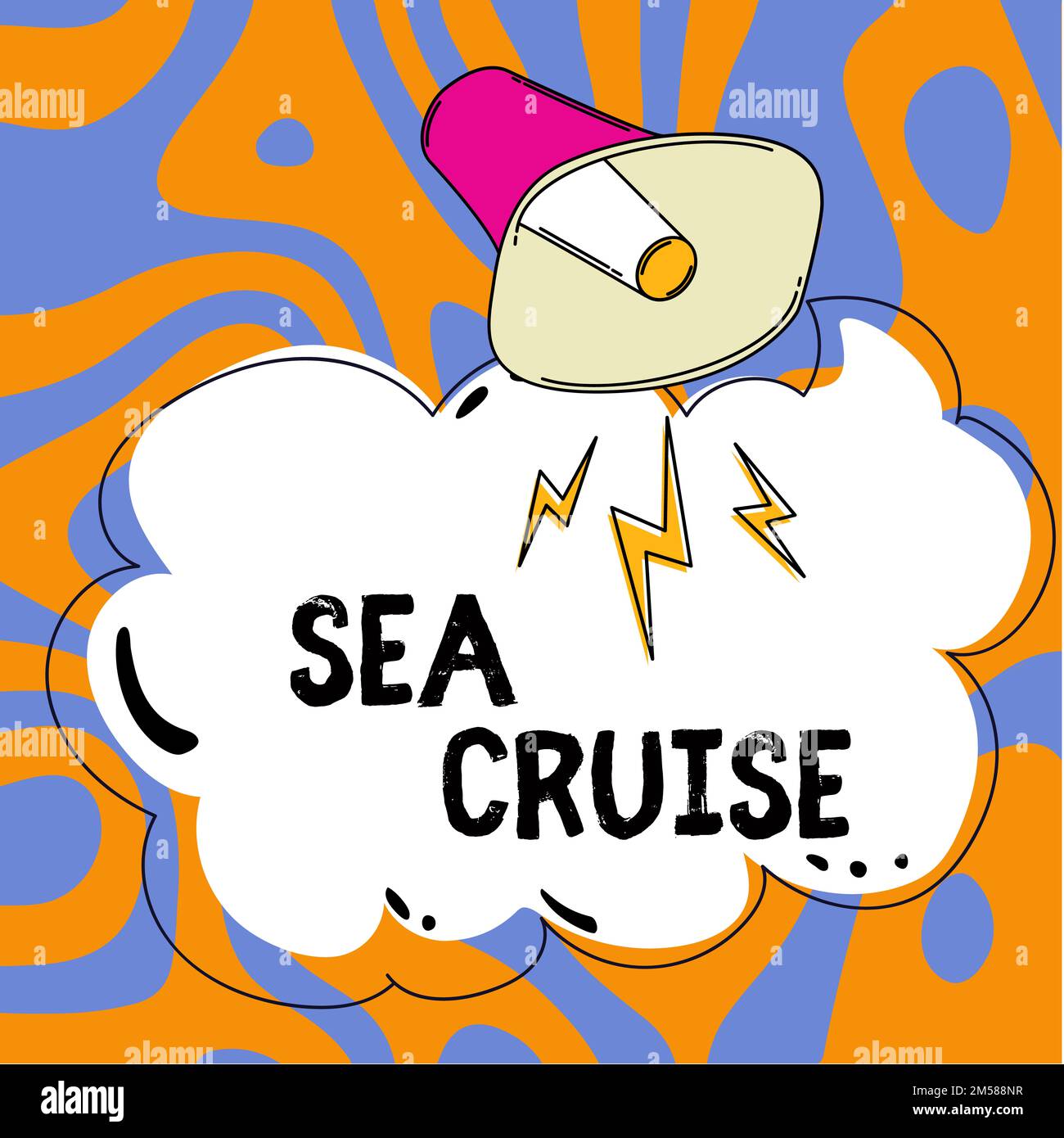 Hand writing sign Sea Cruise. Word Written on a voyage on a ship or ...