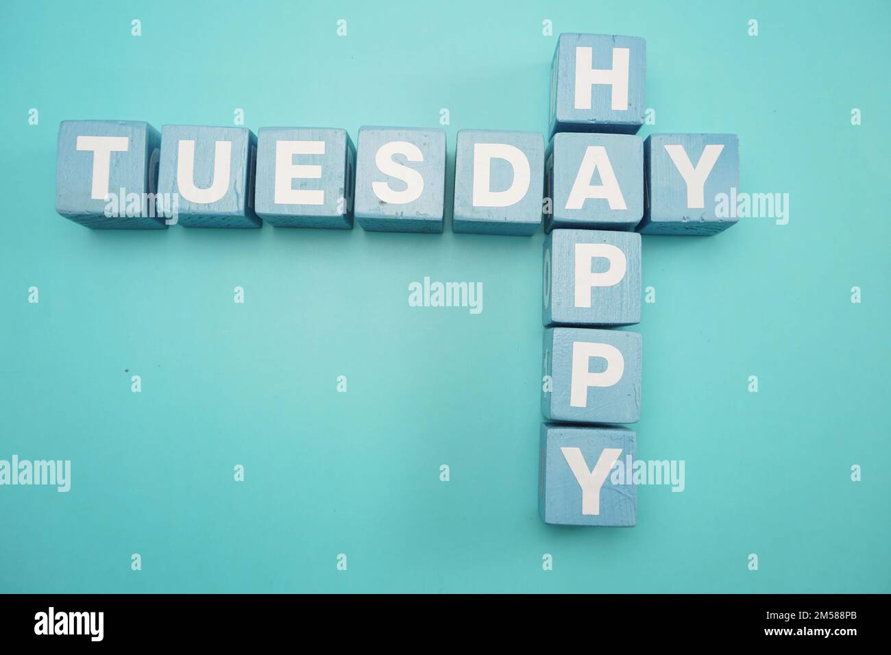 Happy Tuesday alphabet letters with space copy on blue background Stock ...