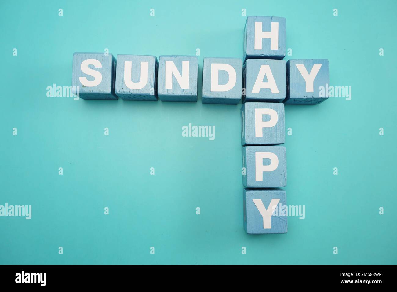 Happy Sunday alphabet letters with space copy on blue background Stock ...