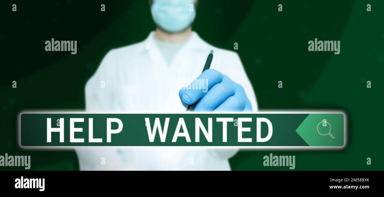 Inspiration showing sign Help Wanted. Concept meaning advertisement ...