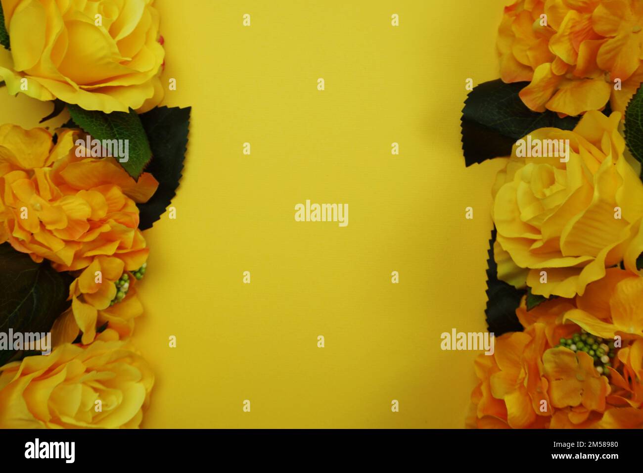 colorful yellow roses frame with space for copy Stock Photo - Alamy